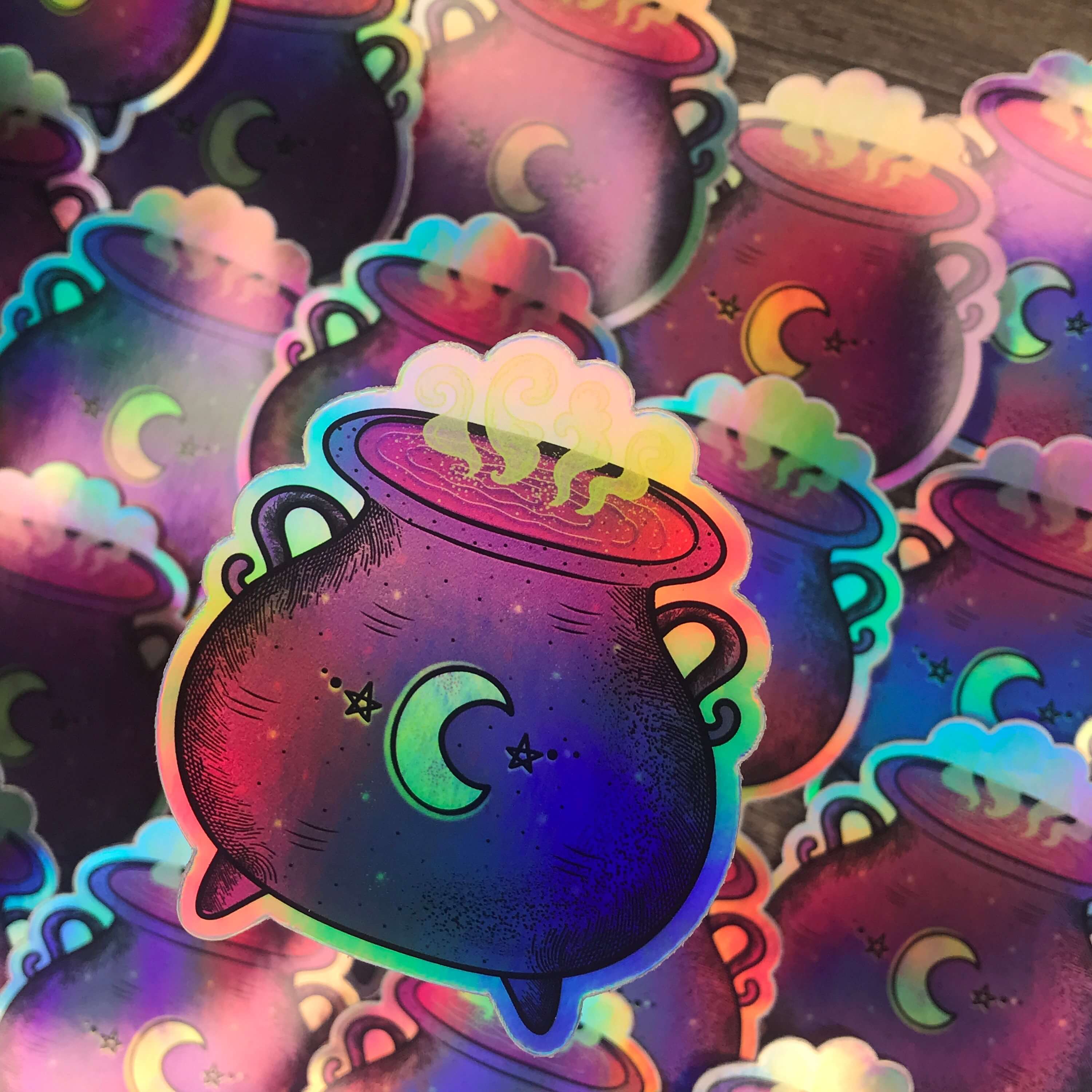 Cauldron Holographic Sticker | Magic Witchy Sticker • Kia Creates