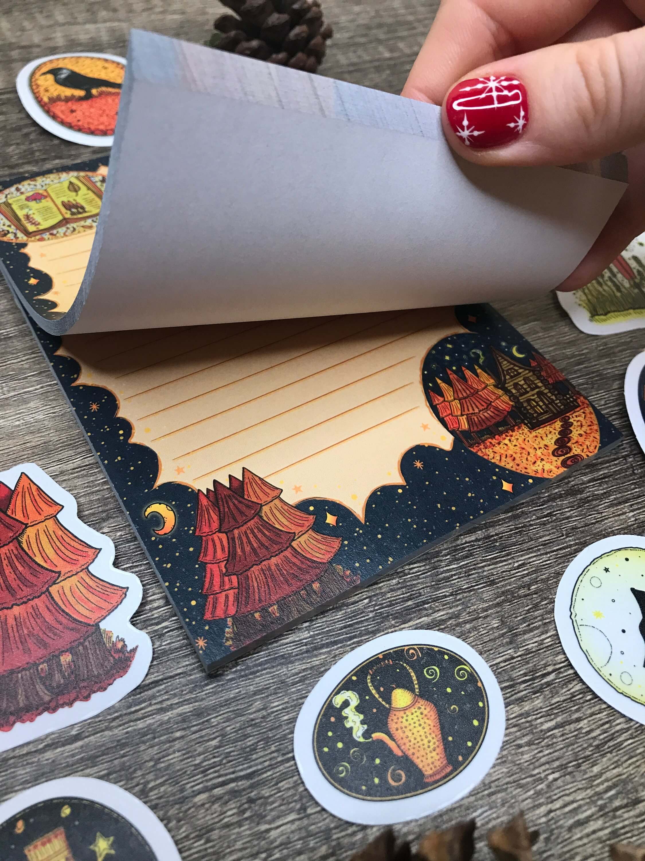 Cozy Moon Notepad | Cozy Cabin Memopad • Kia Creates