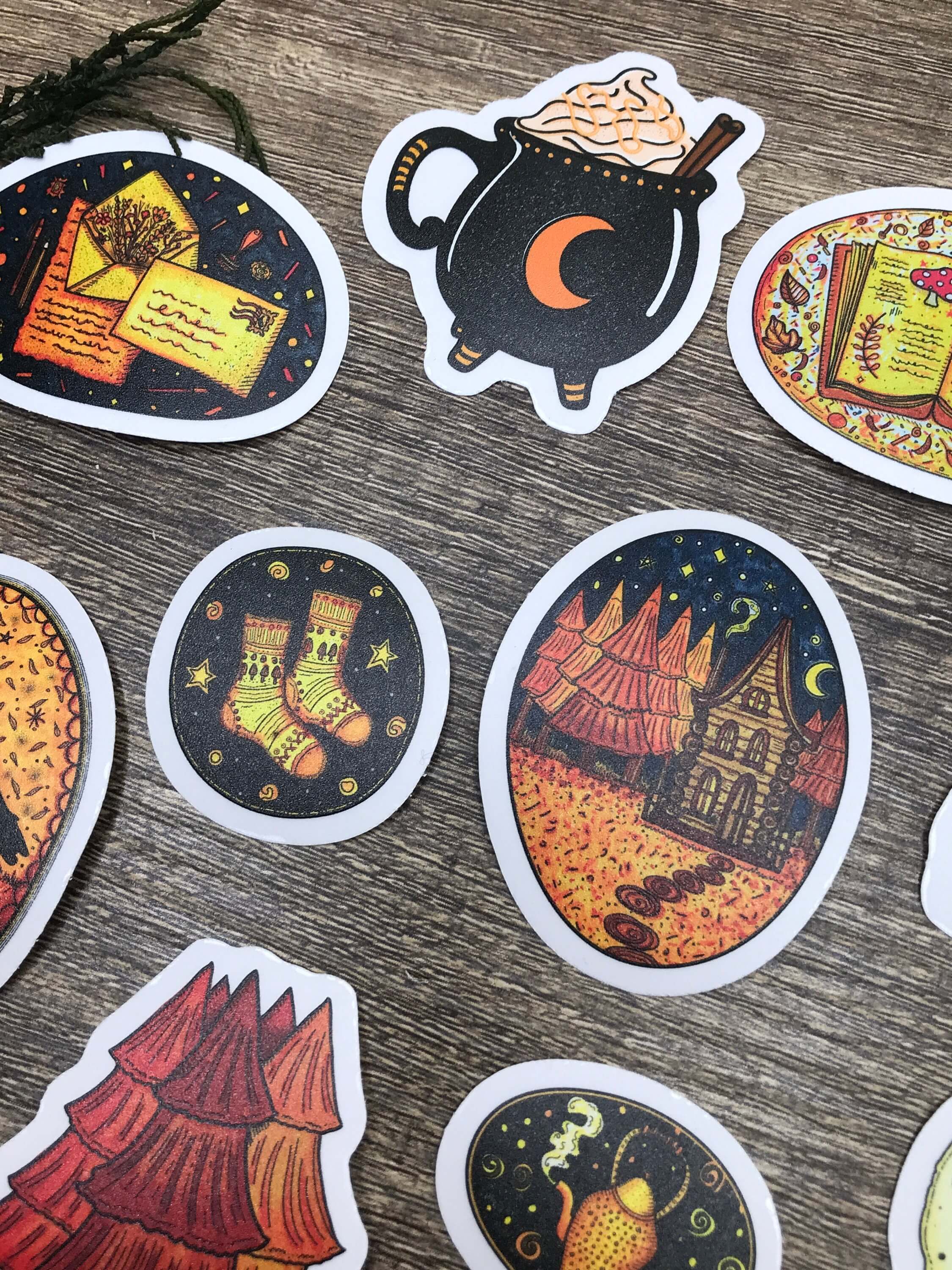 Cozy Moon Stickers | Transparent Witchy Sticker Pack • Kia Creates