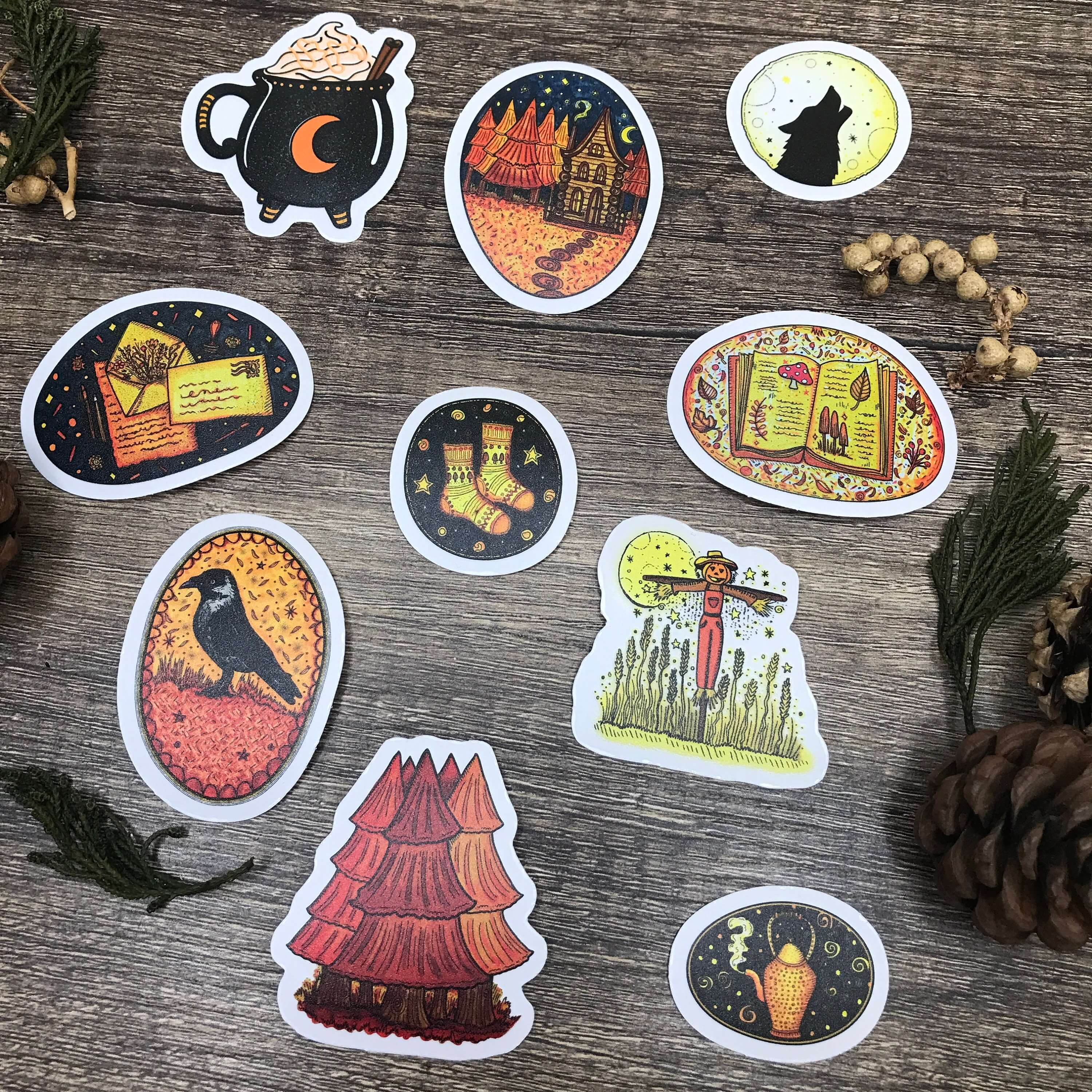 Cozy Moon Stickers | Transparent Witchy Sticker Pack • Kia Creates