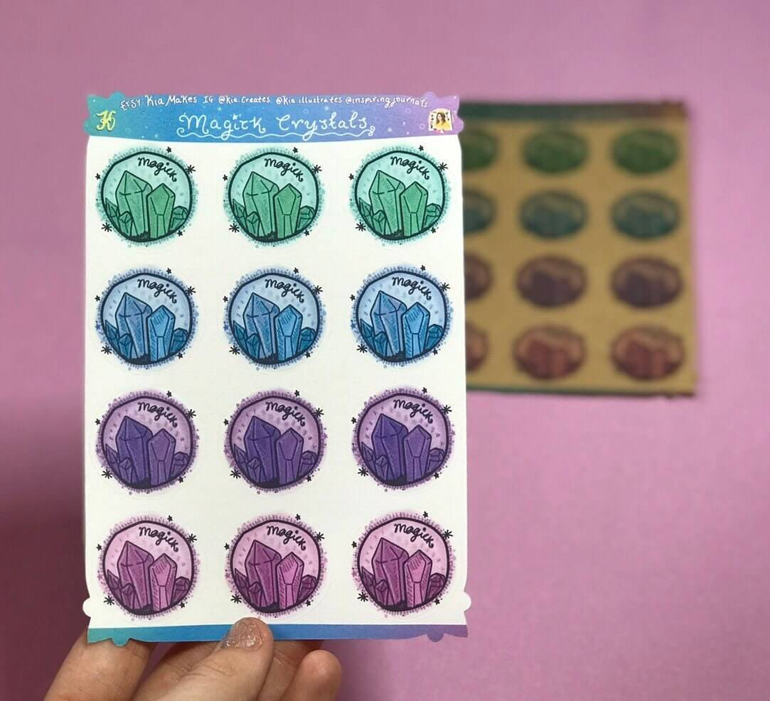 Crystal Sticker Sheet | Magick Crystal Cluster Stickers • Kia Creates