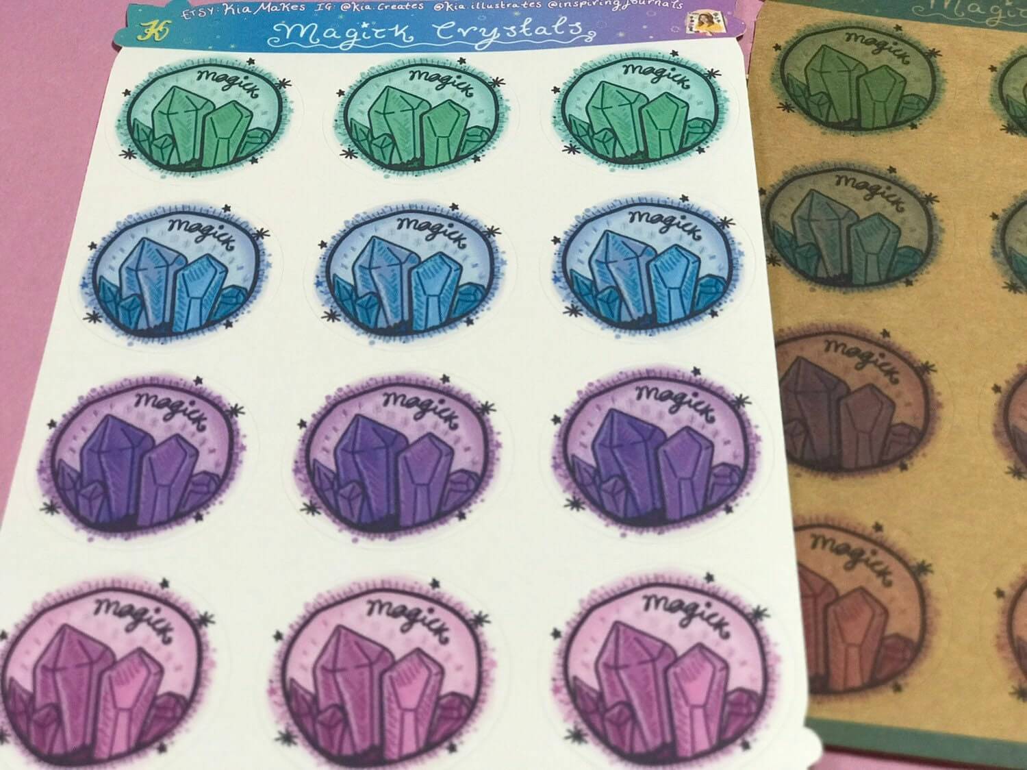 Crystal Sticker Sheet | Magick Crystal Cluster Stickers • Kia Creates