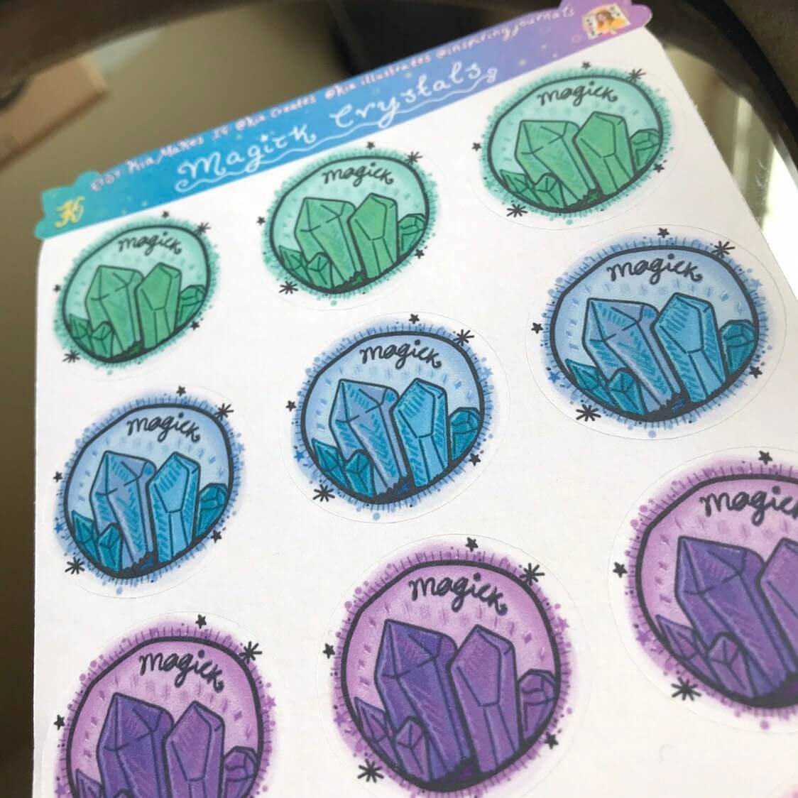 Crystal Sticker Sheet | Magick Crystal Cluster Stickers • Kia Creates