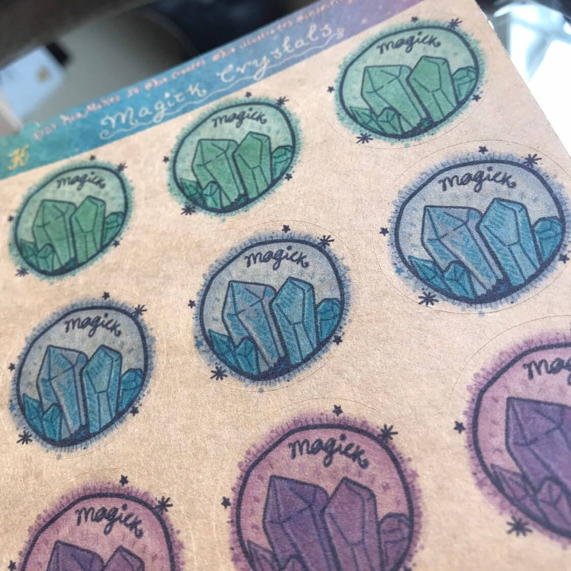 Crystal Sticker Sheet | Magick Crystal Cluster Stickers • Kia Creates