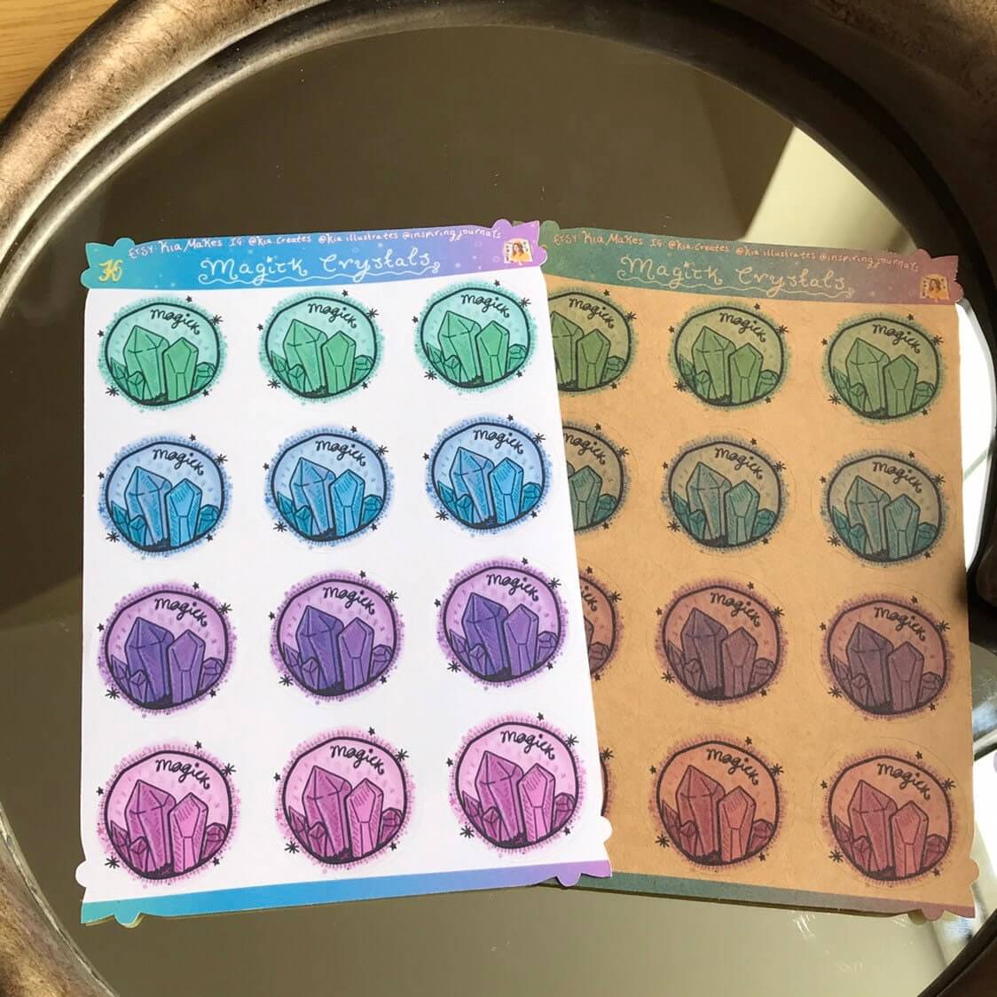 Crystal Sticker Sheet | Magick Crystal Cluster Stickers • Kia Creates
