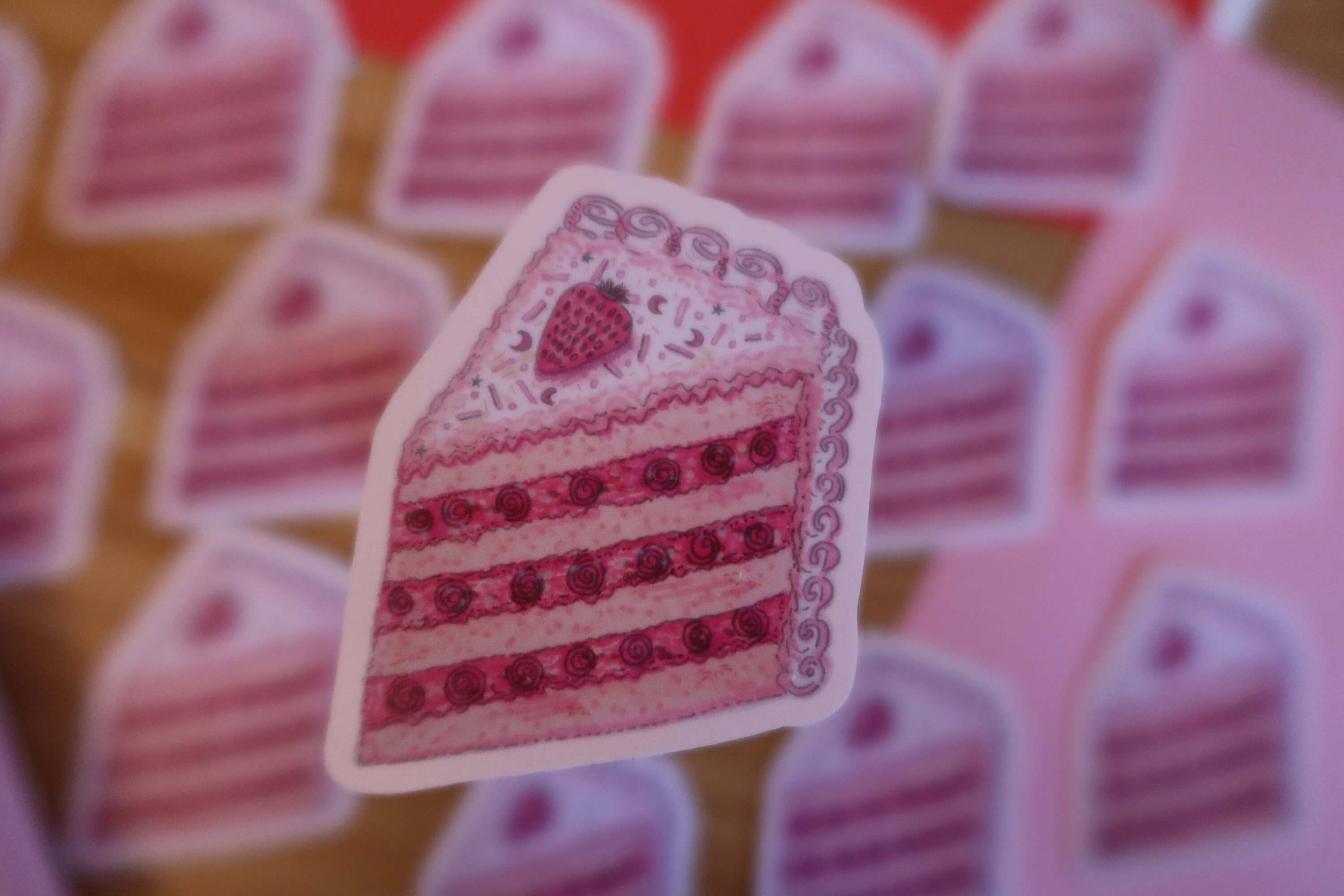 Cute Cake Sticker | Kawaii Strawberry Cake Sticker • Kia Creates