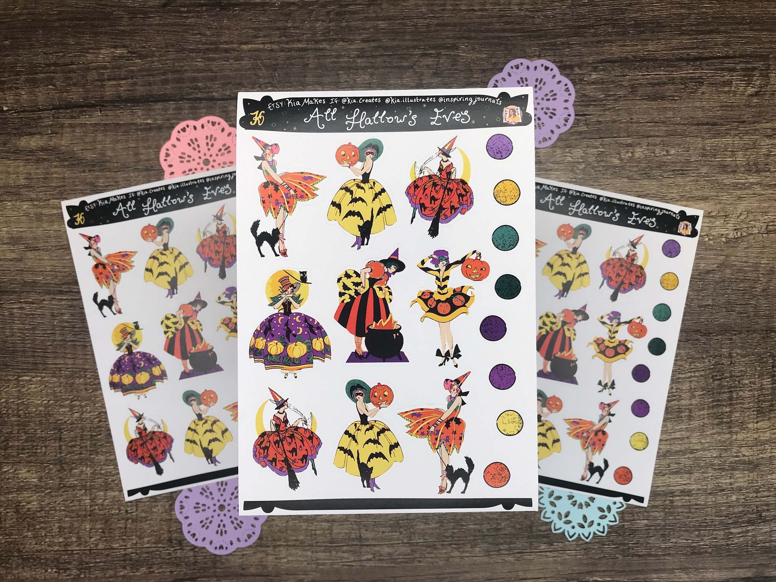 Halloween Witches Stickers | All Hallow's Eves Sticker Sheet • Kia Creates