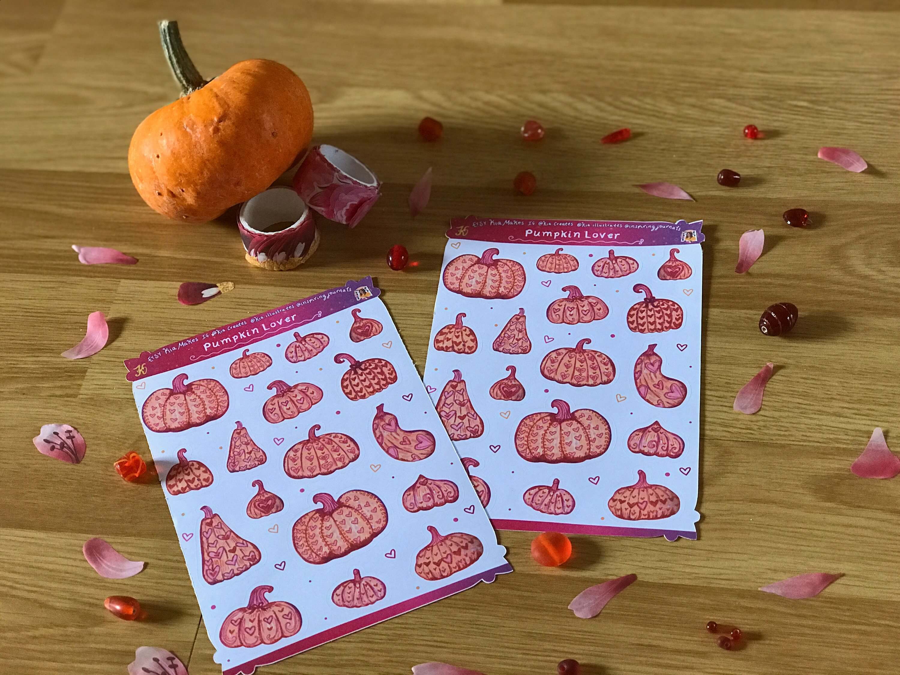 Heart Pumpkin Stickers | Pumpkin Sticker Sheet • Kia Creates