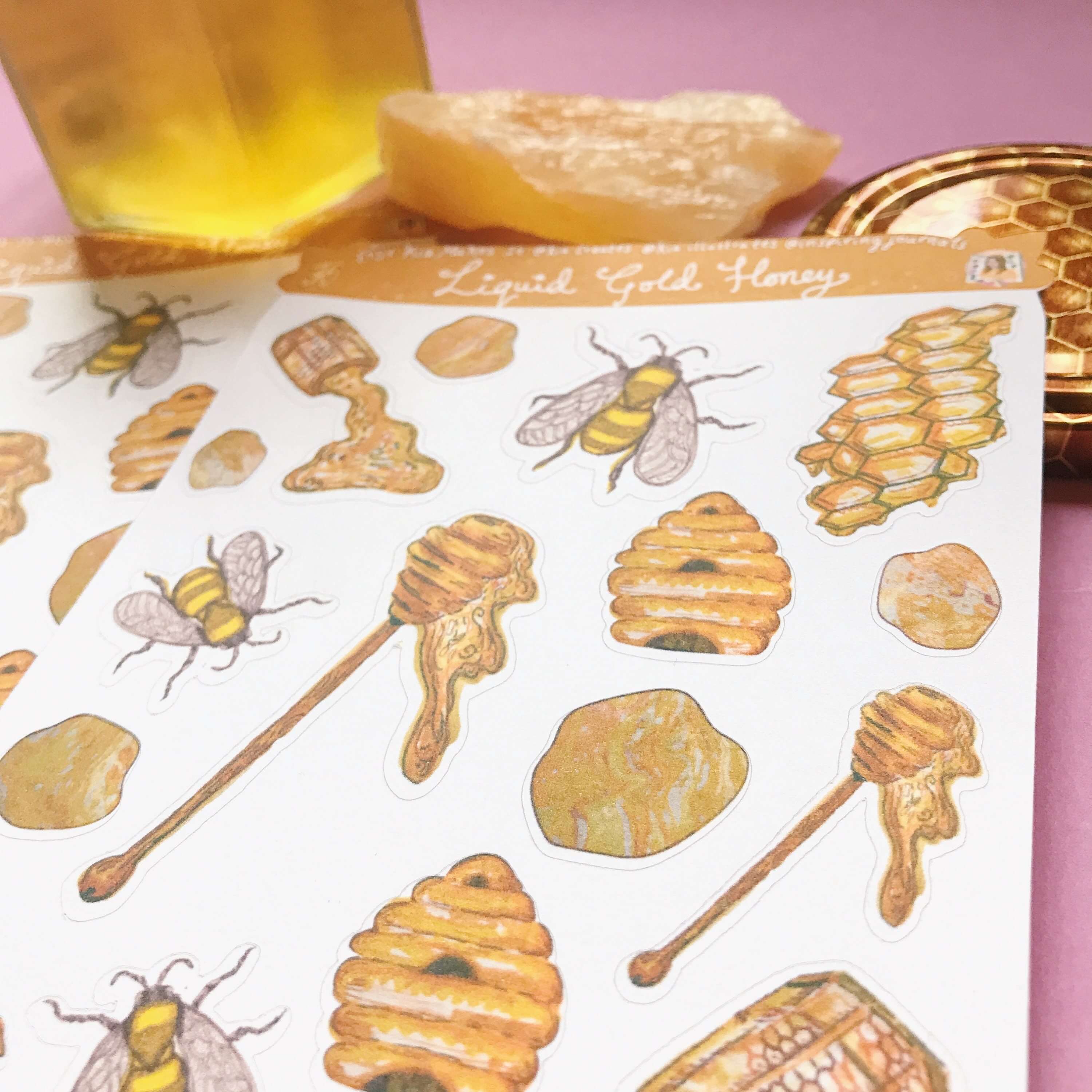 Honey Sticker Sheet | Honey Planner Stickers • Kia Creates