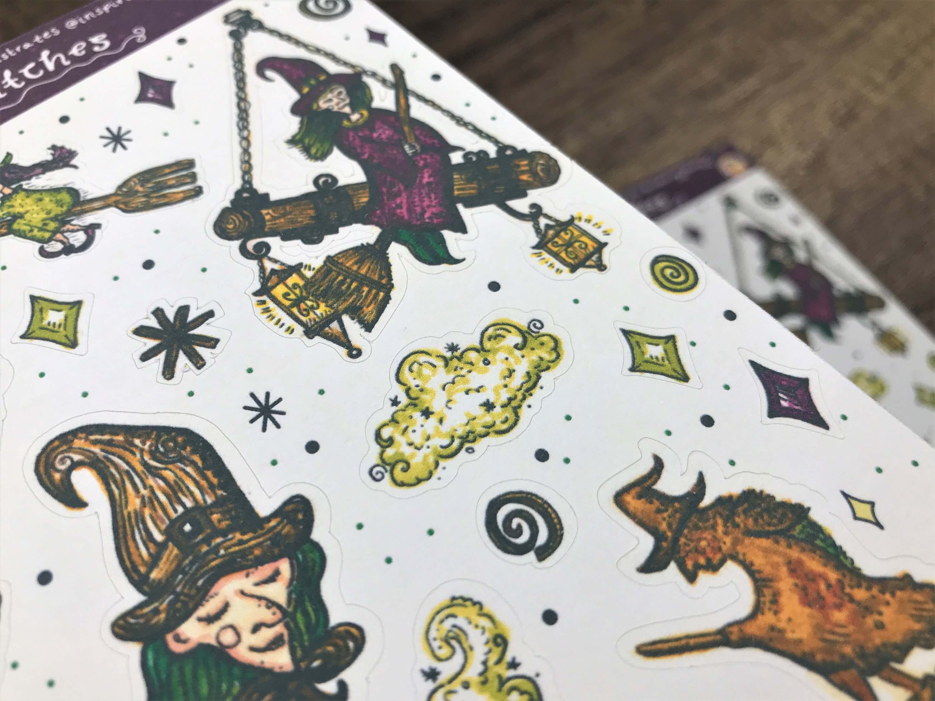 Mountain Witch Stickers | Illustrated Witches Sticker Sheet • Kia Creates