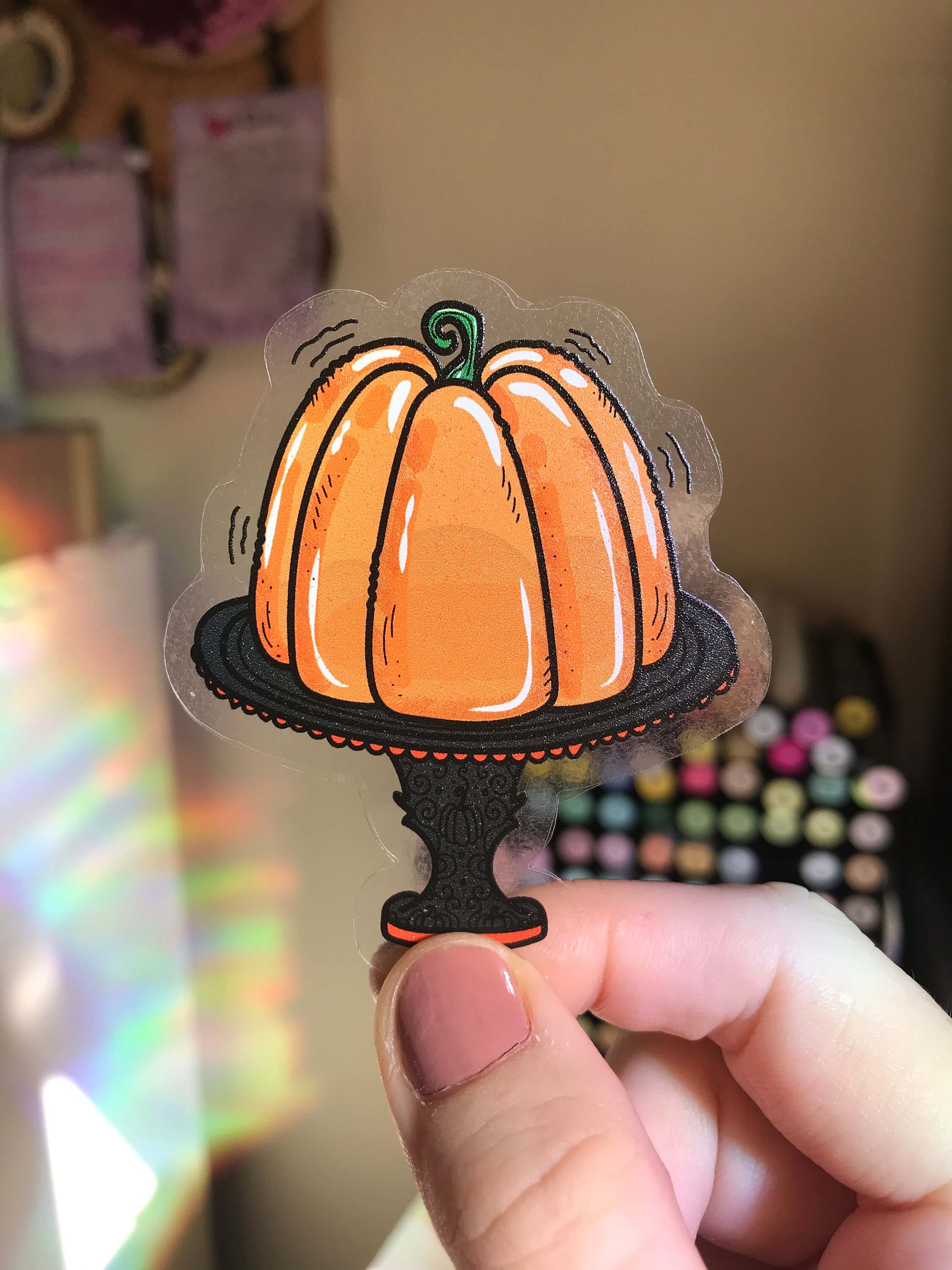 Pumpkin Jelly Sticker | Transparent Vinyl Halloween Sticker • Kia Creates