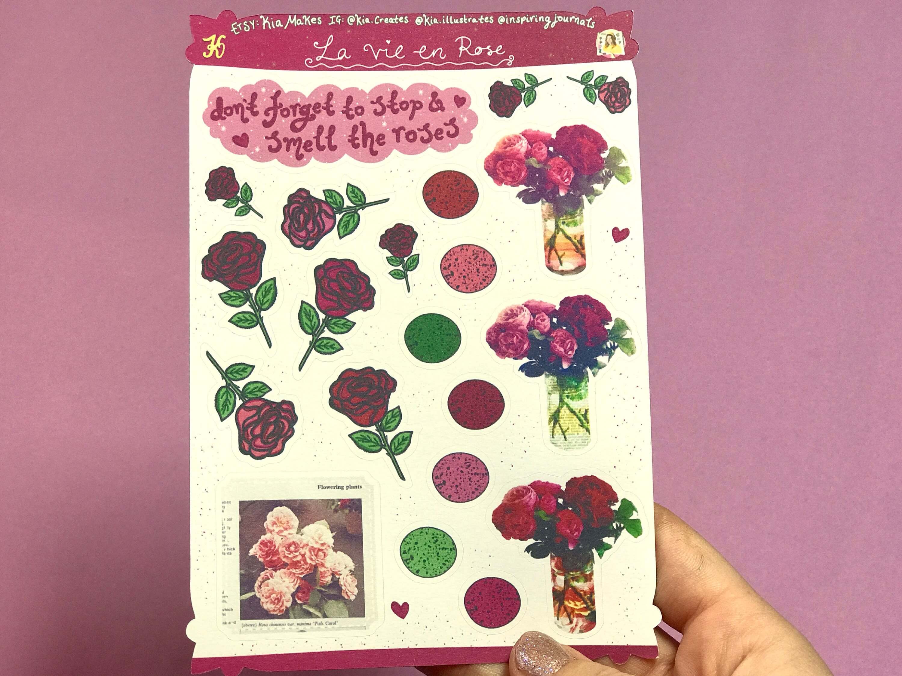 Rose Sticker Sheet | La vie en rose • Kia Creates