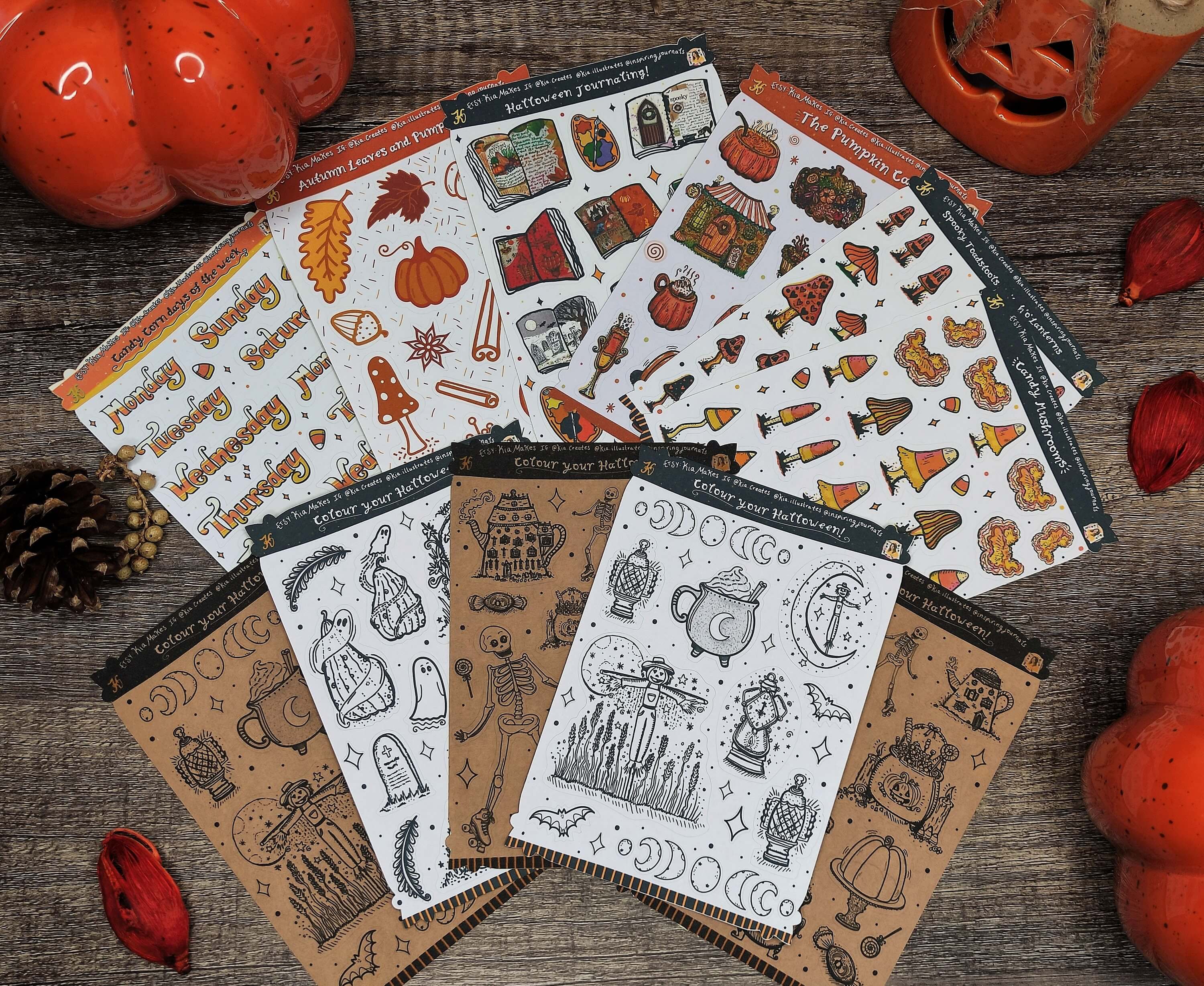 Skating Skeleton Stickers | Halloween Sticker Sheet • Kia Creates