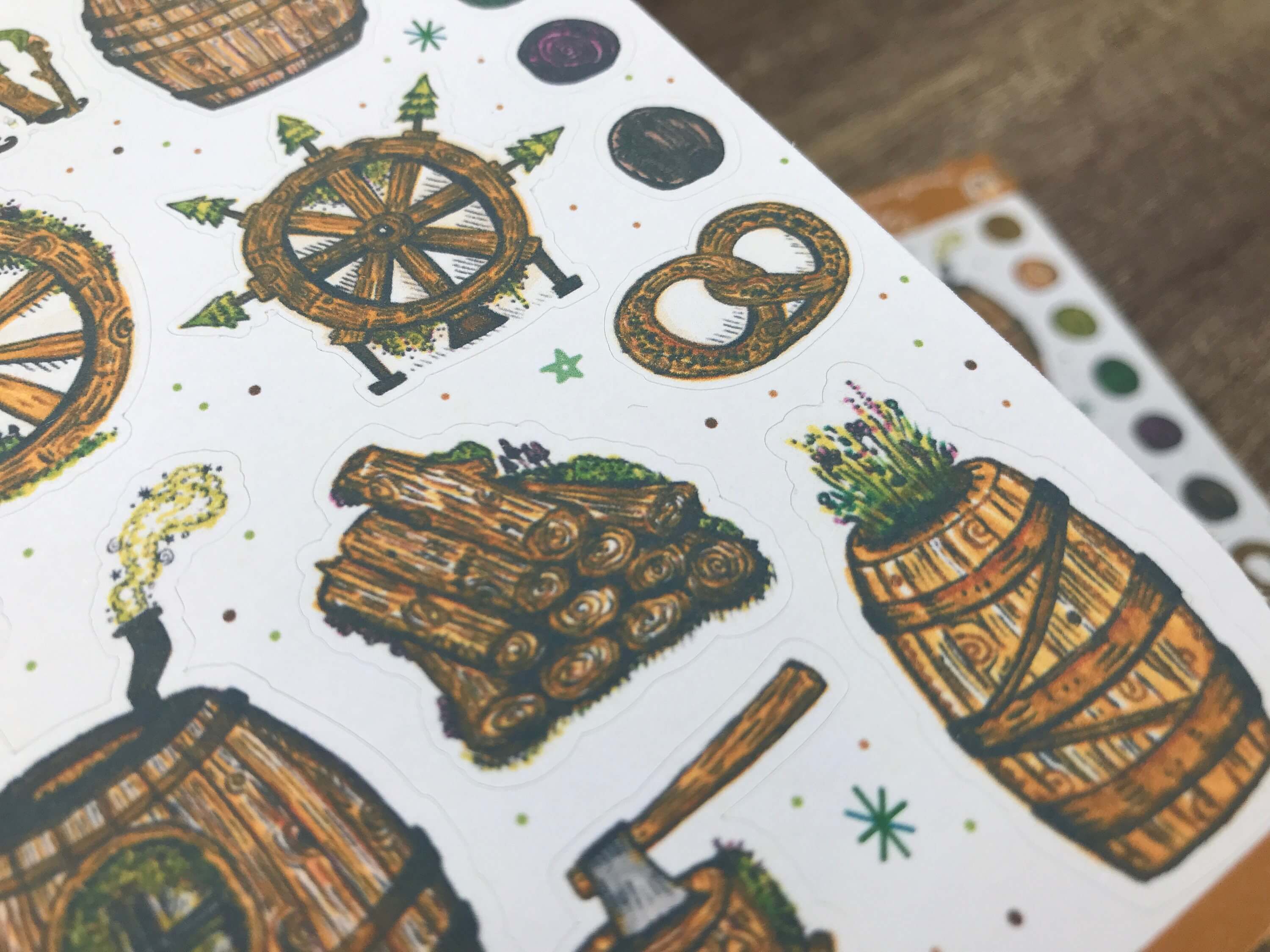 Woodcore Sticker Sheet | Wooden Aesthetic Stickers • Kia Creates