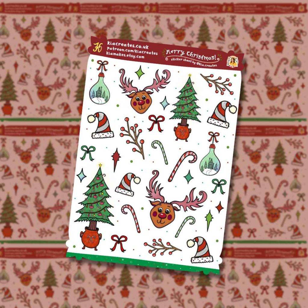 Merry Christmas Stickers | Cute Festive Sticker Sheet • Kia Creates