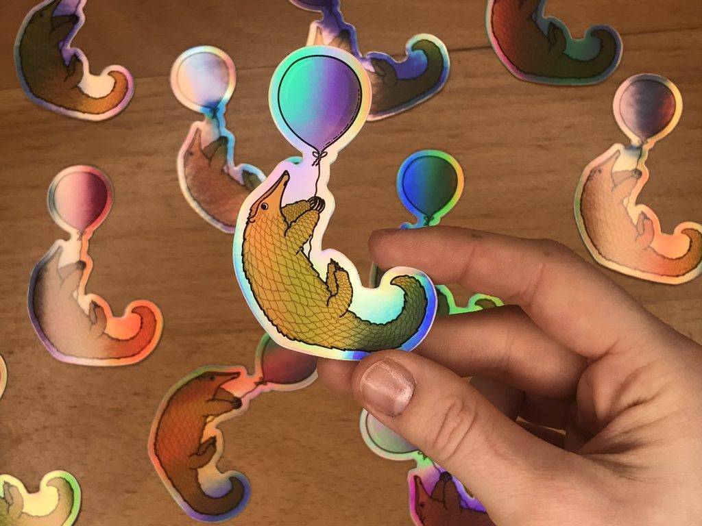 Cute Pangolin Sticker • Pangolin Holographic Sticker • Kia Creates