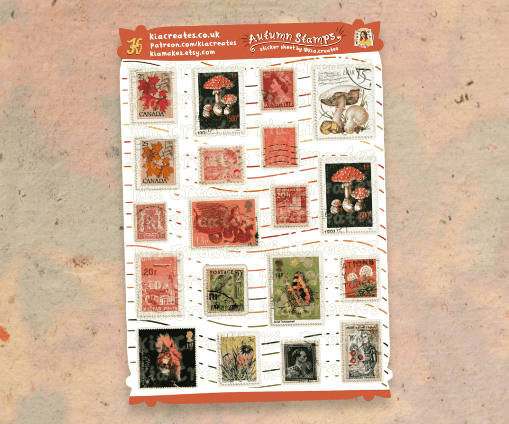 Autumn Stamp Stickers | Fall Postage Stamps Sticker Sheet