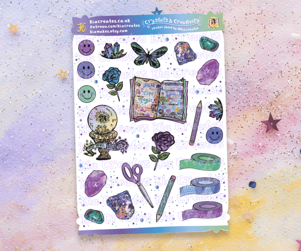 Crystals & Creativity Stickers | Art supplies & gems sticker sheet