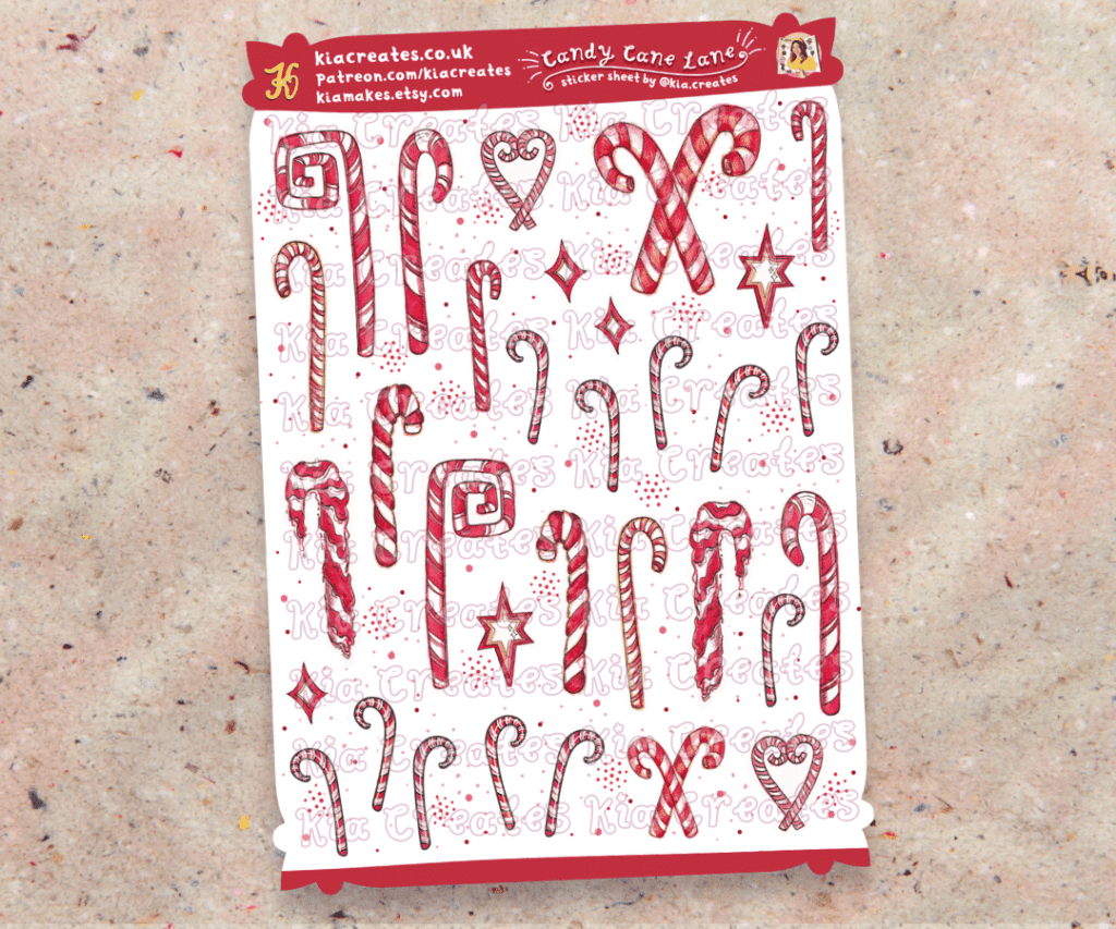 Candy Cane Lane • Christmas Sticker Sheet • Kia Creates