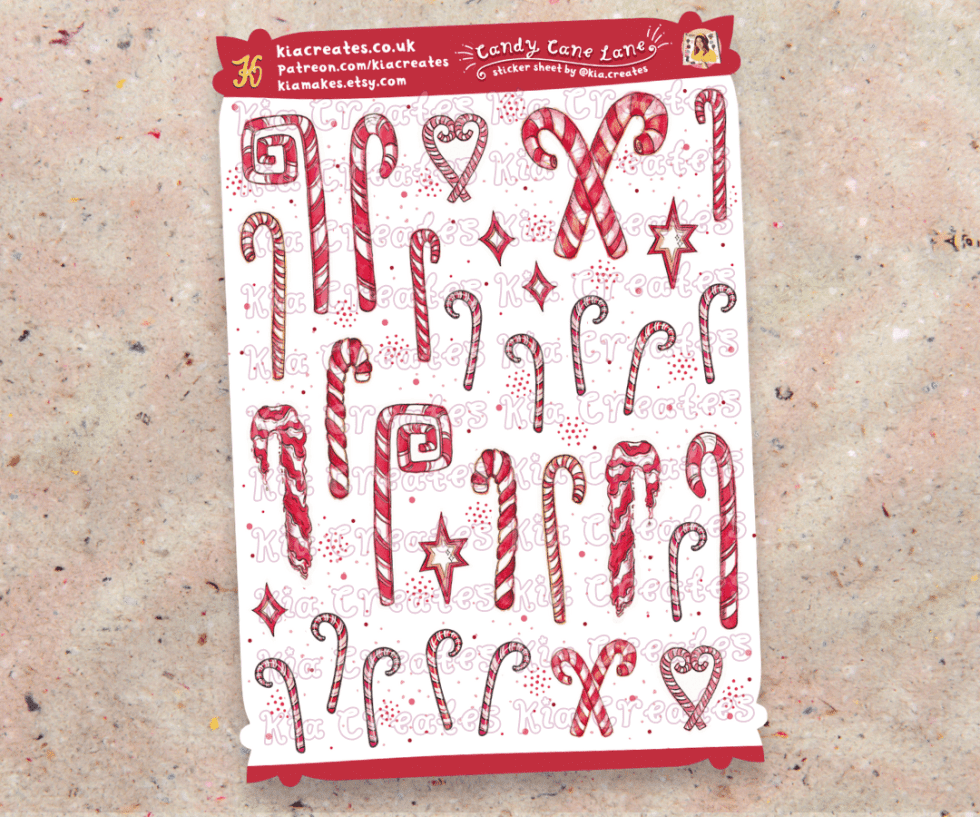 Candy Cane Lane • Christmas Sticker Sheet • Kia Creates