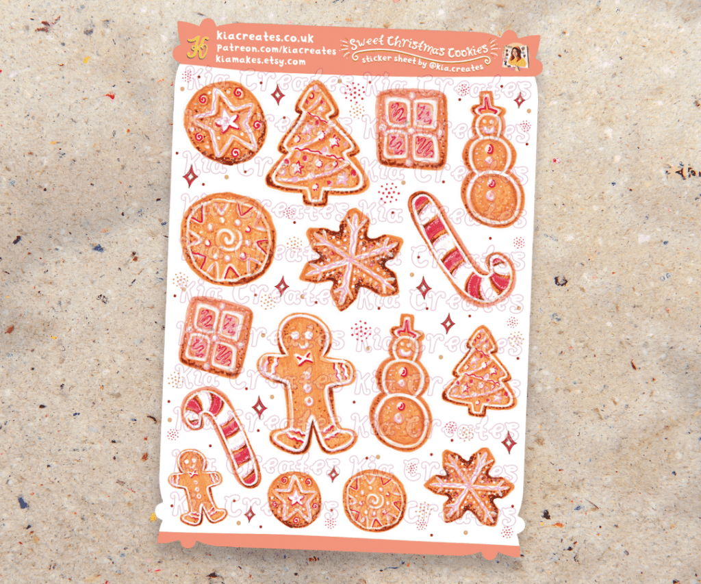 Christmas Cookie Stickers • Gingerbread Biscuit Sticker Sheet