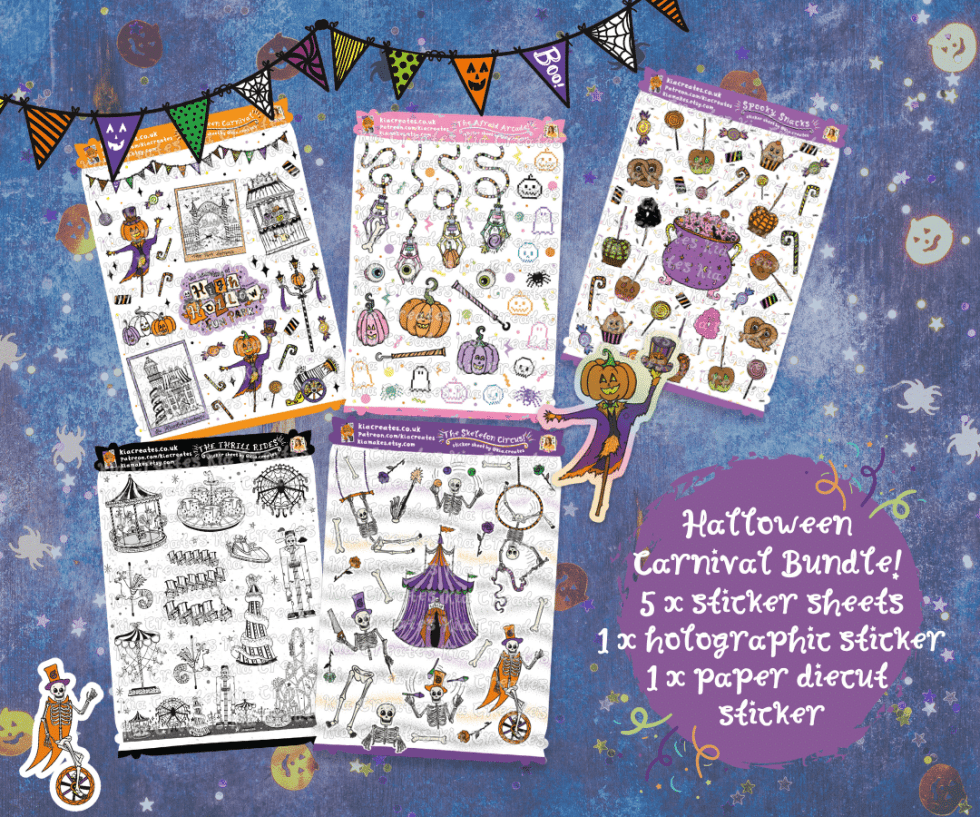 Skeleton Circus Stickers • Halloween Carnival • Kia Creates