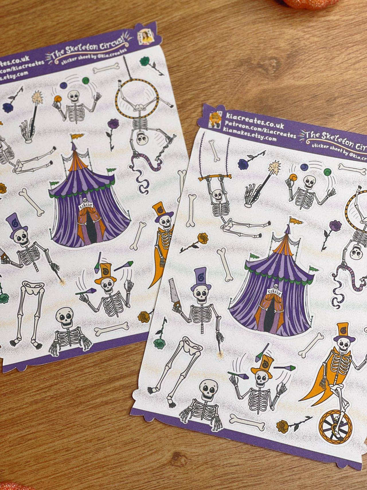 Skeleton Circus Stickers • Halloween Carnival • Kia Creates