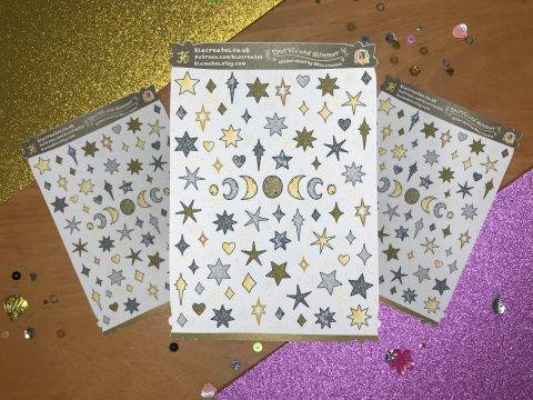 Sparkle Star Stickers | Diamond Star Doodles Deco Sticker Sheet