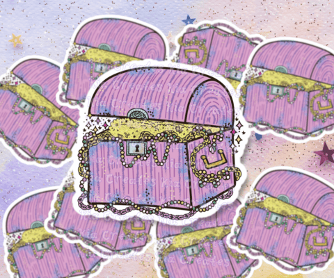 Treasure Chest Sticker | Cute Pink Vinyl Sticker