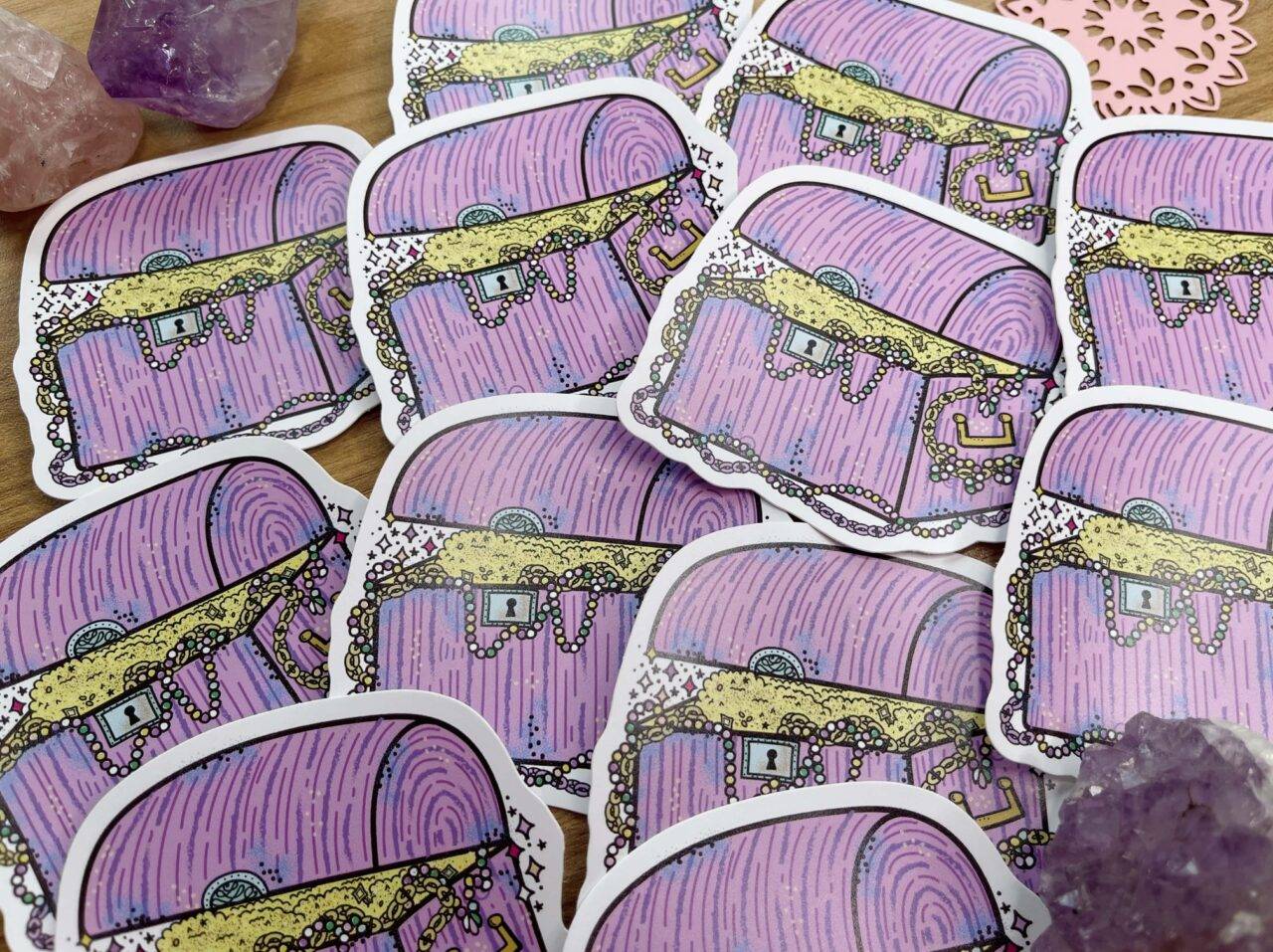 Treasure Chest Sticker | Cute Pink Vinyl Sticker