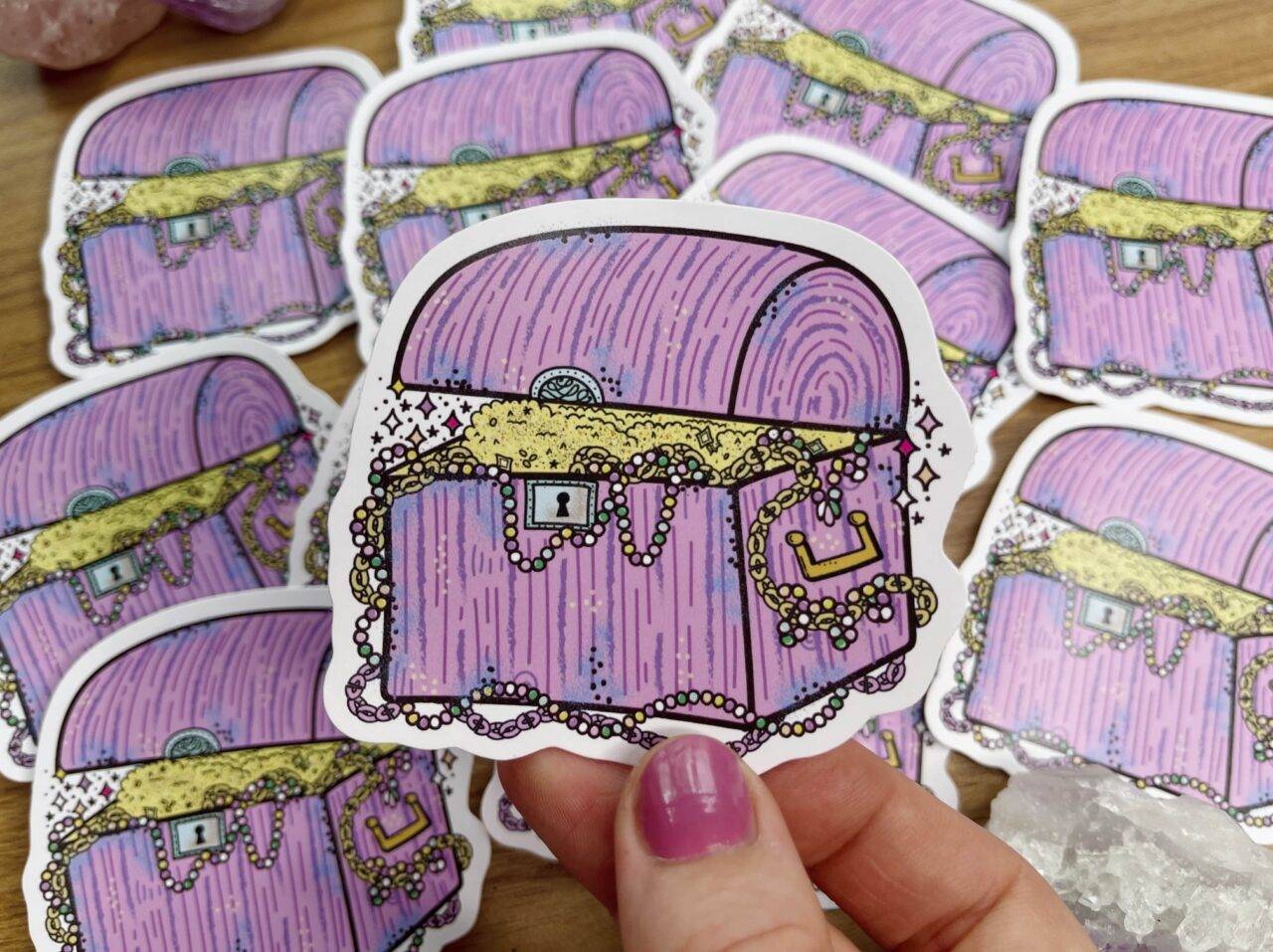 Treasure Chest Sticker | Cute Pink Vinyl Sticker