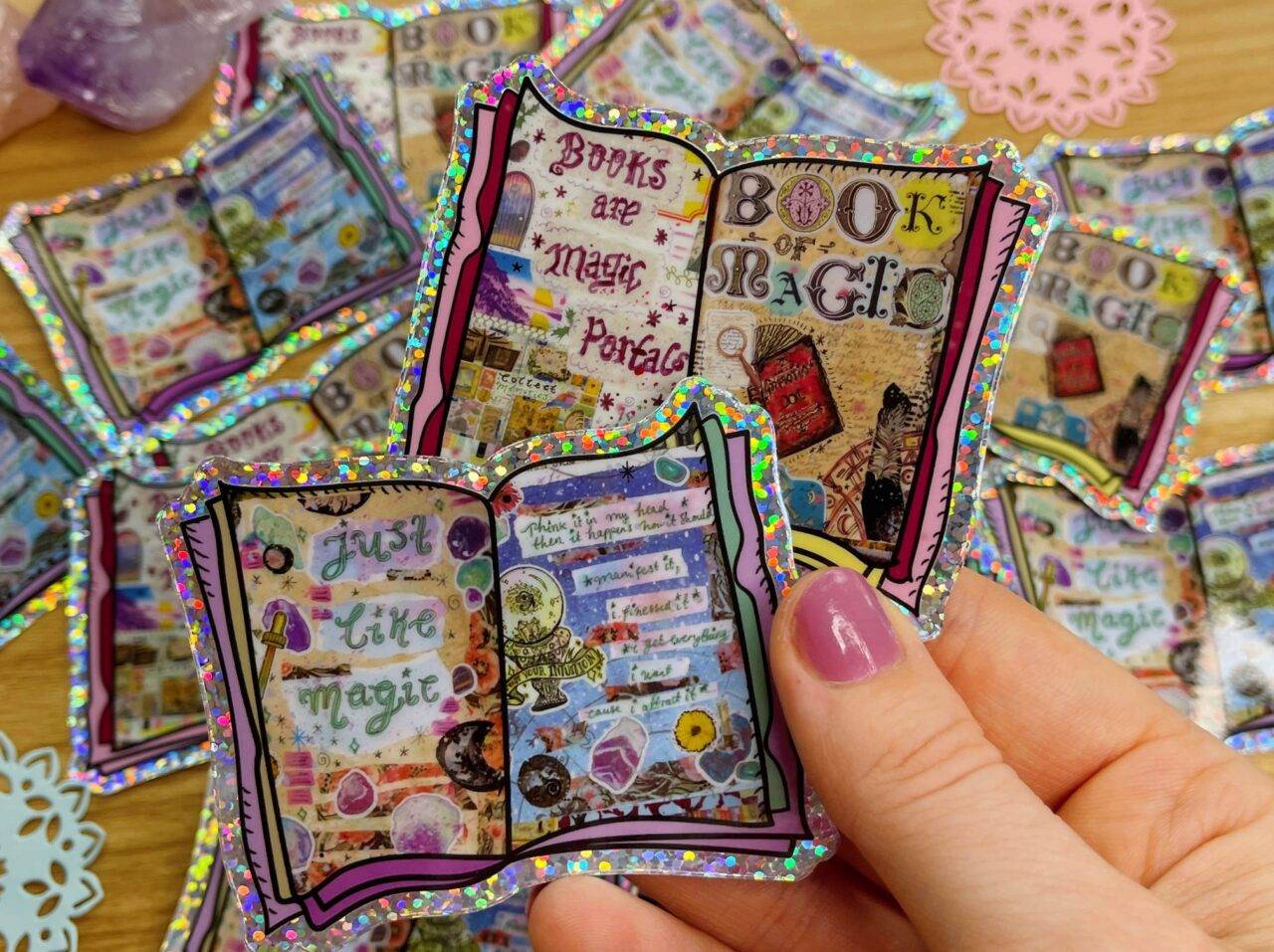 Glitter Journal Stickers | Magical Sparkly Vinyl Art Journal Stickers
