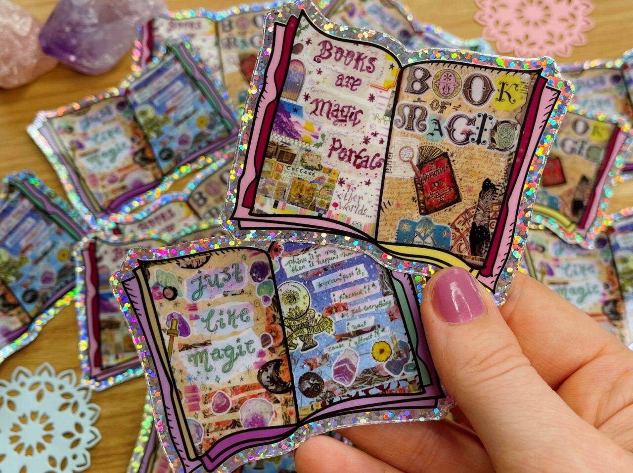 Glitter Journal Stickers | Magical Sparkly Vinyl Art Journal Stickers