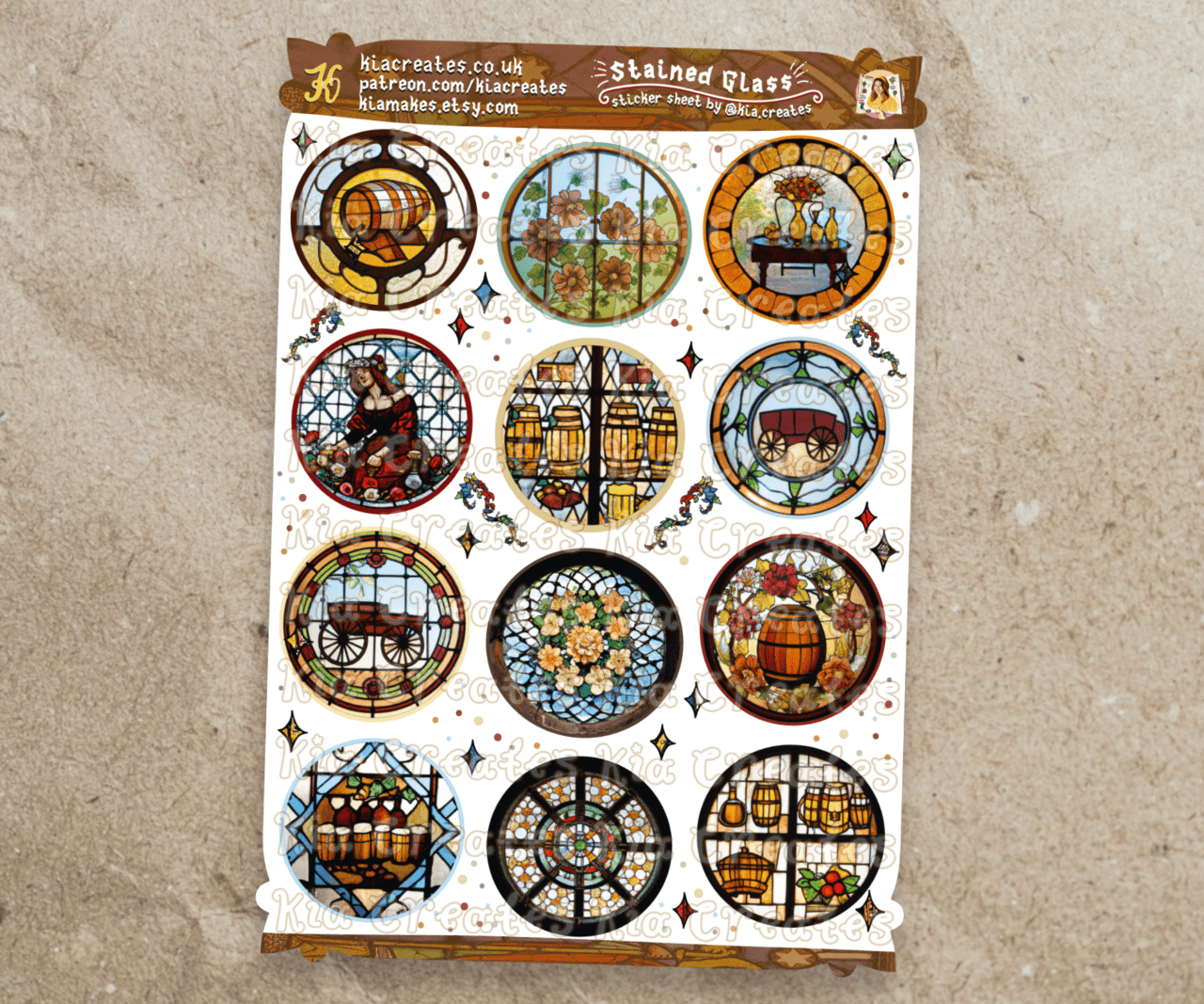 Medieval Stained Glass Sticker Sheet
