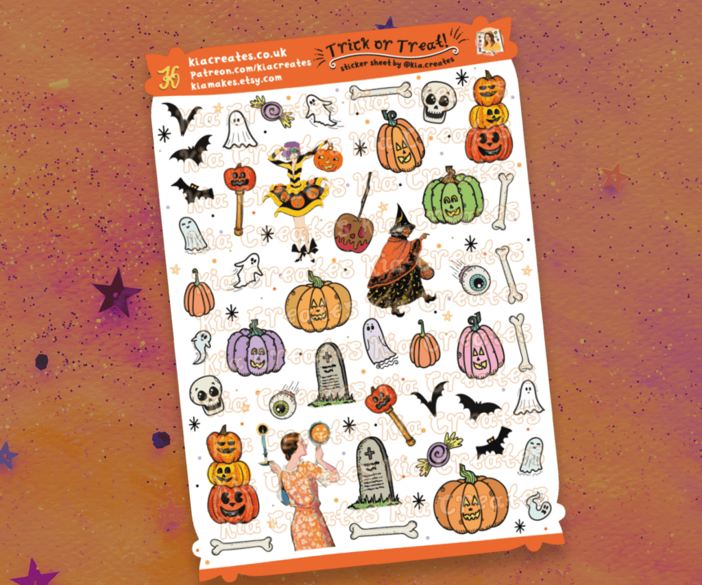 Trick or Treat Halloween planner stickers • handmade by Kia Creates