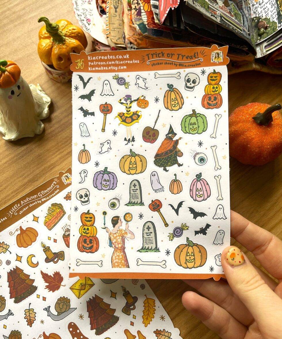 Trick or Treat Halloween planner stickers • handmade by Kia Creates